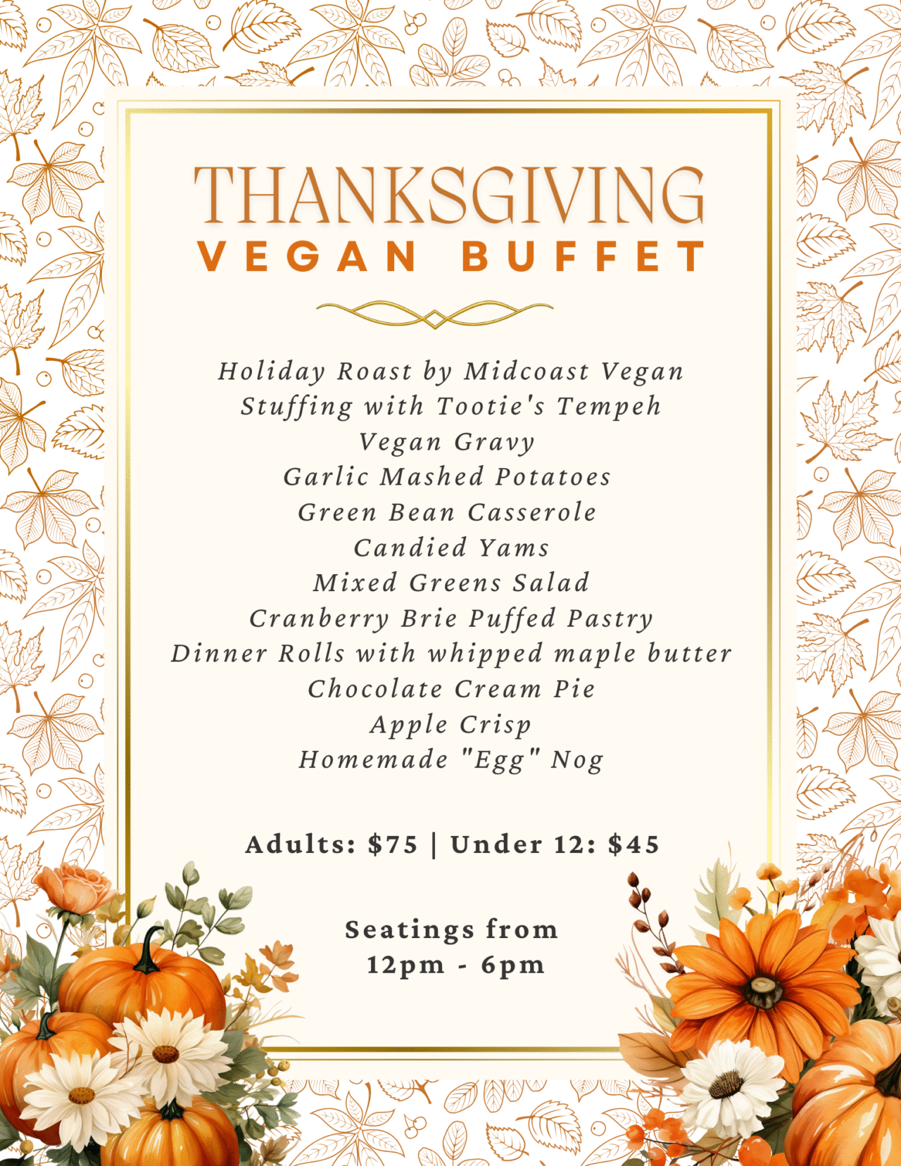 Vegan Thanksgiving Buffet in Wells, ME | Gather at Veggie Life